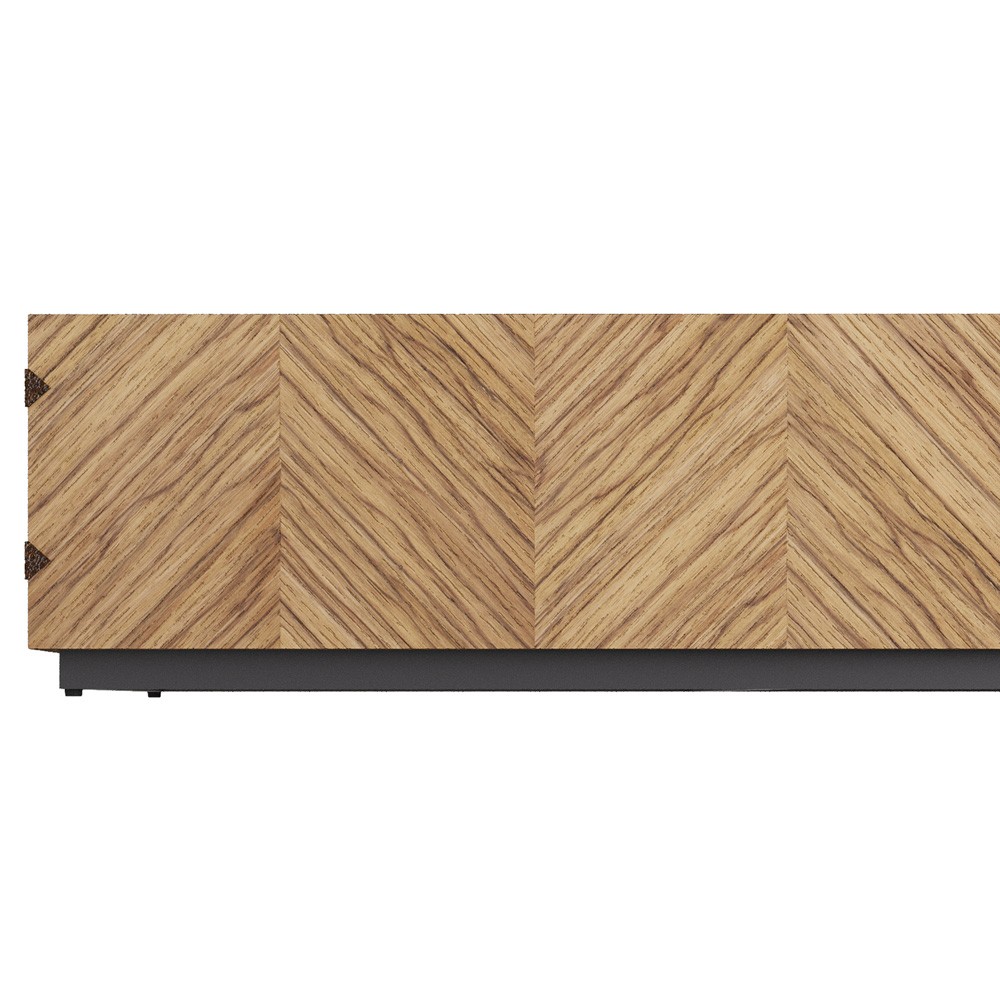 Zuki Modern Classic Brown Chevron Wood Rectangular Block Coffee Table