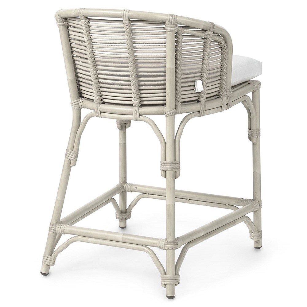 Palecek Camino Coastal Beach White Wicker Outdoor Counter Stool | Kathy ...