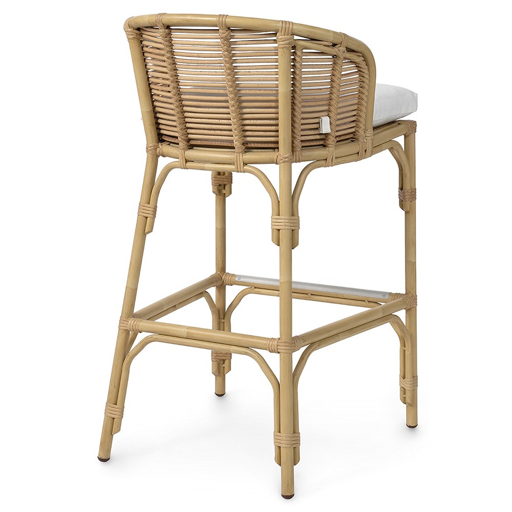 Palecek Camino Coastal Beach Natural Wicker Outdoor Bar Stool | Kathy ...