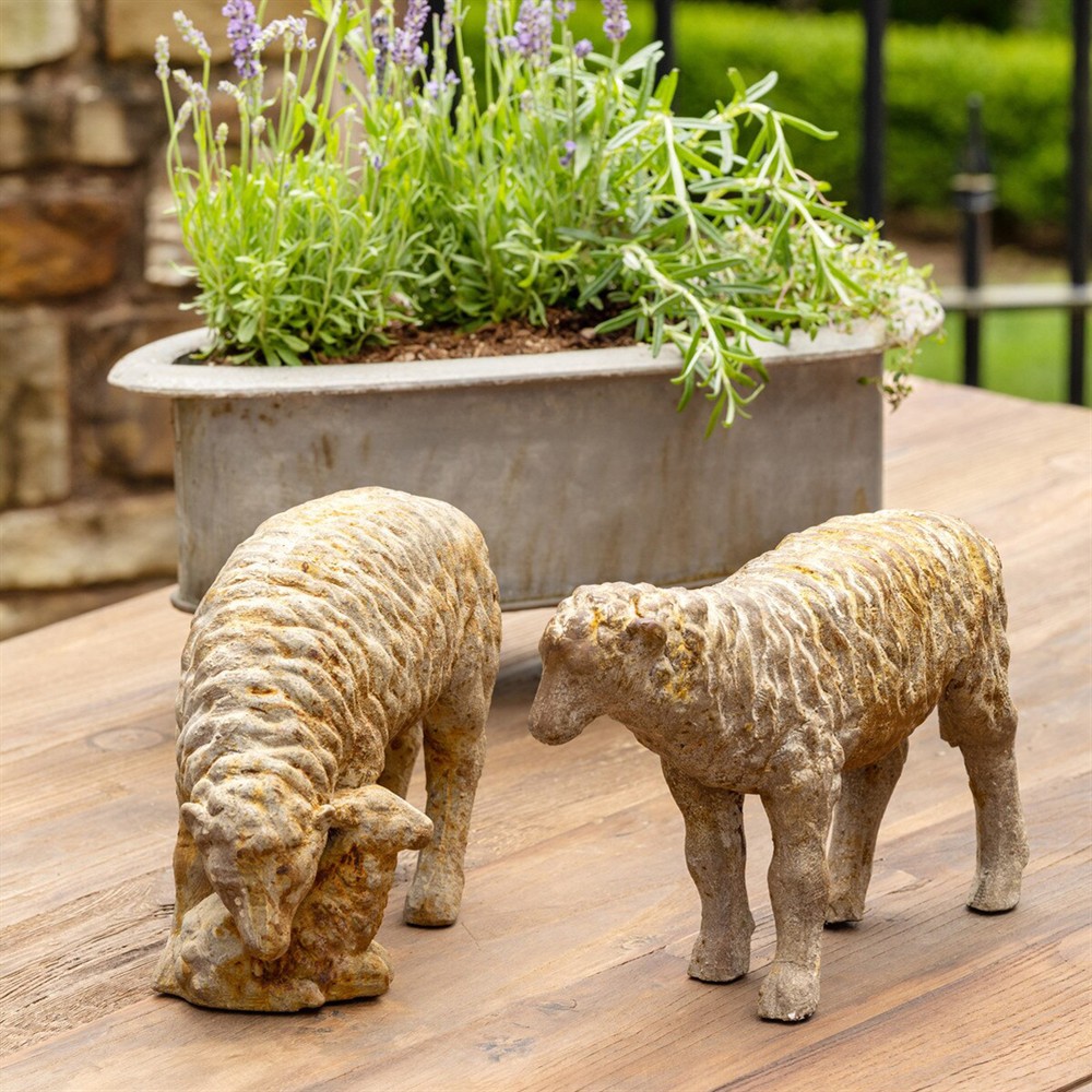 Jules French Country Distressed Beige Sheep Family Figurine - Set of 2 ...
