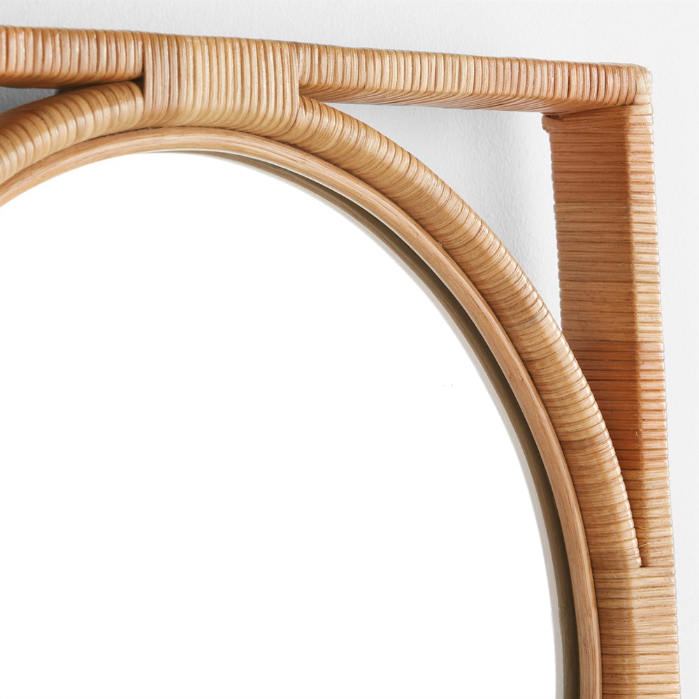 Yara Coastal Beach Brown Rattan Wall Mirror - Small Medium (21" - 40 ...
