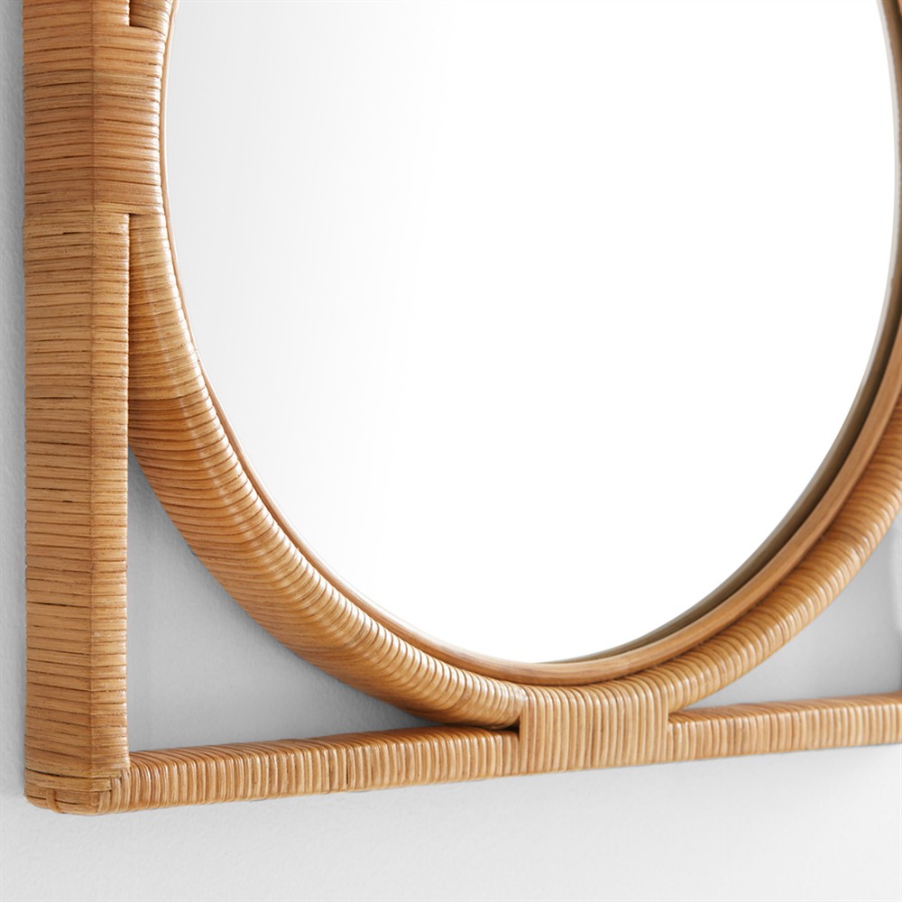 Yara Coastal Beach Brown Rattan Wall Mirror - Small Medium (21" - 40 ...