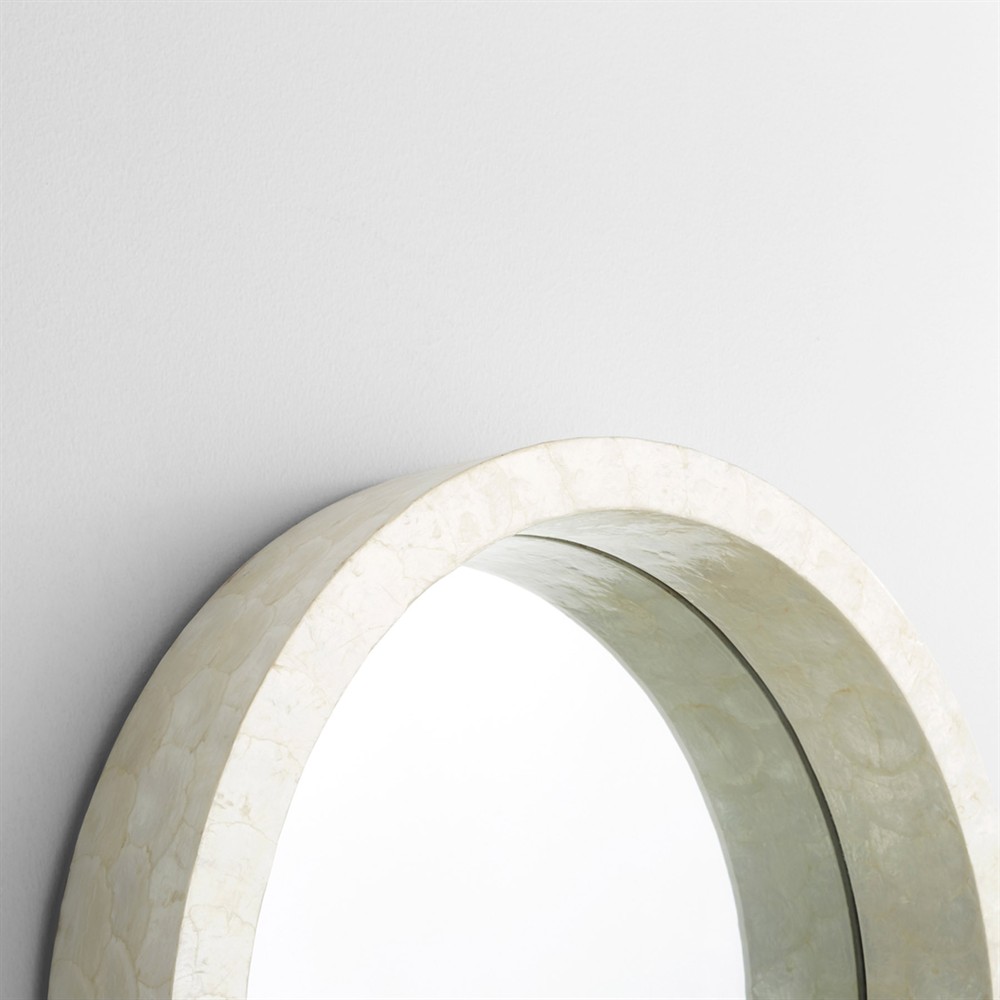 Vita Coastal Beach White Capiz Shell Round Wall Mirror - Small Medium ...
