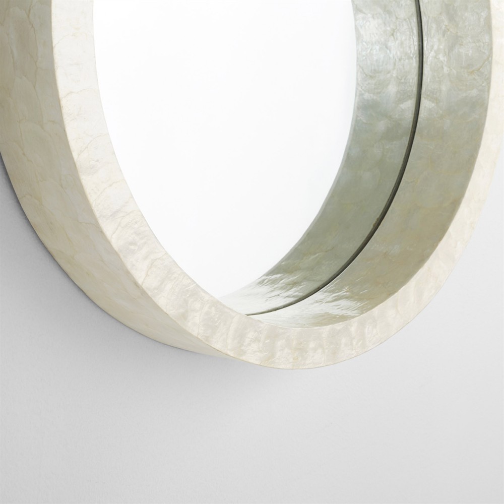 Vita Coastal Beach White Capiz Shell Round Wall Mirror - Small Medium ...