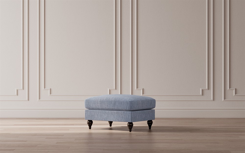 Rosehill Mocha Mist Performance Velvet Ottoman | Kathy Kuo Home