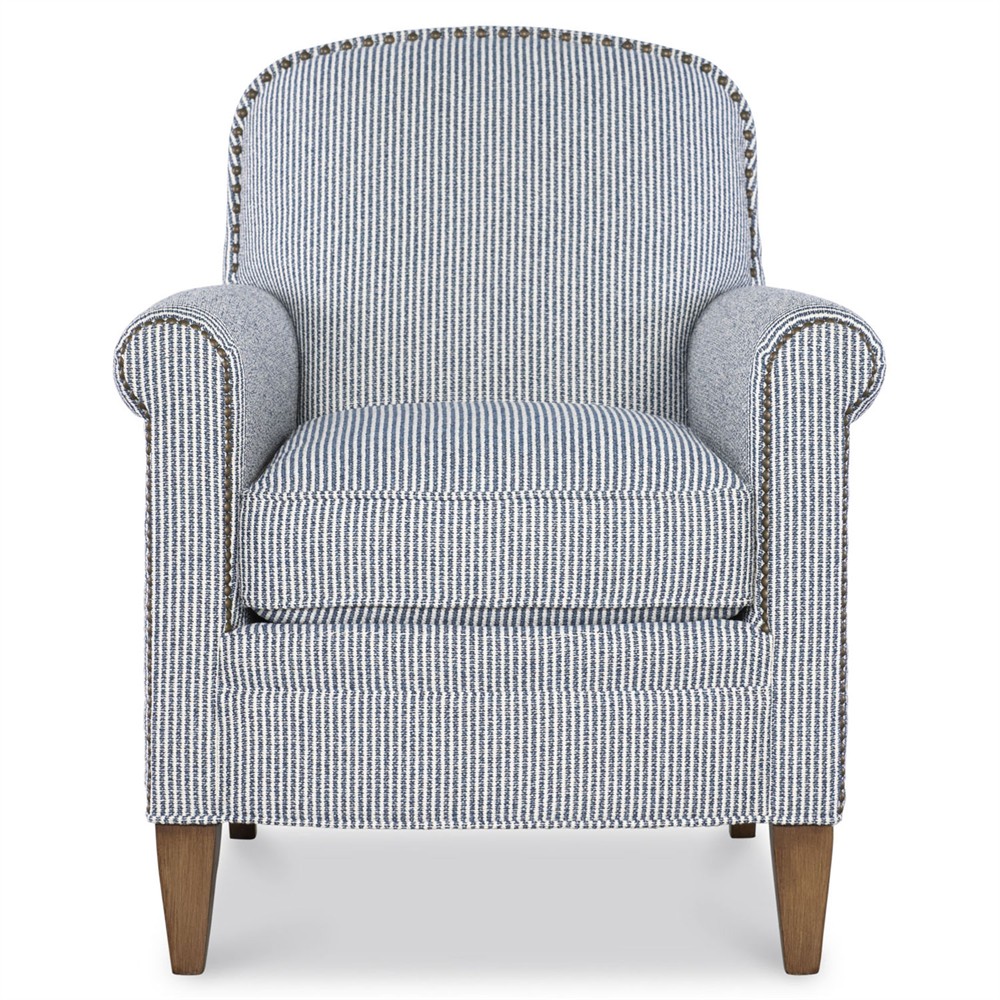 Vaughn Updated Traditional Blue Striped Arm Chair | Kathy Kuo Home