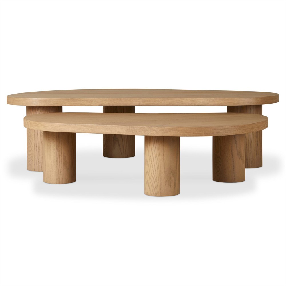 Adrian Modern Classic Natural Oak Nesting Coffee Tables | Kathy Kuo Home