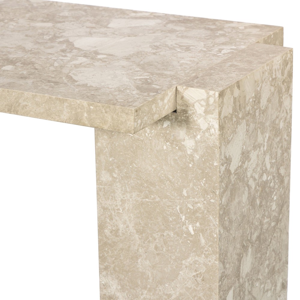 Valerie Modern Classic Beige Marble Rectangular Console Table