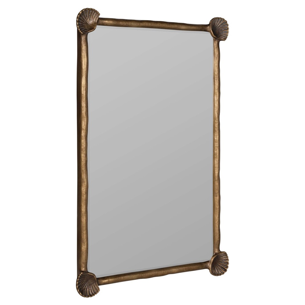 Lenelle Coastal Beach Antique Gold Shell Frame Wall Mirror Medium (21 ...