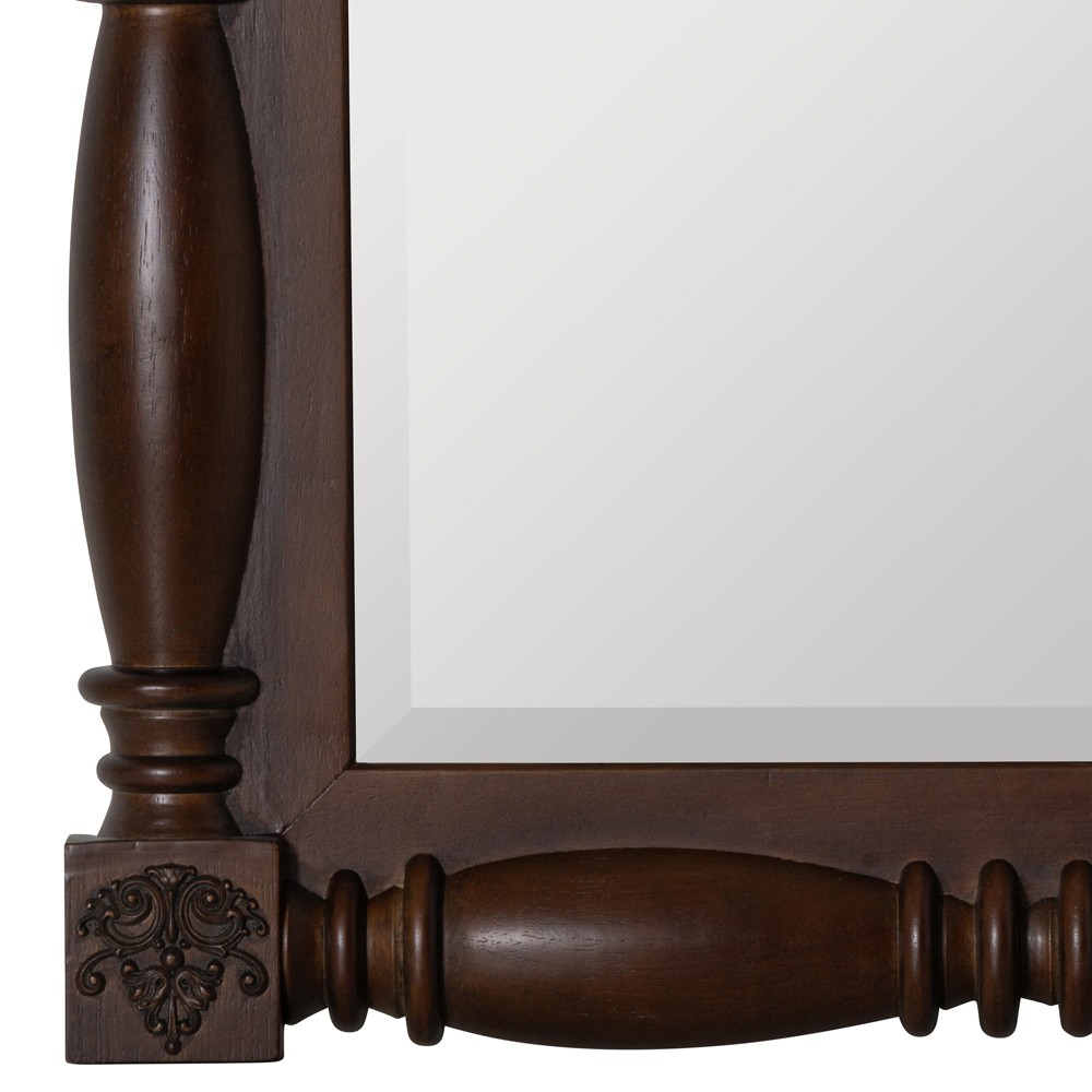 Sterling Traditional Dark Brown Wood Frame Rectangular Wall Mirror