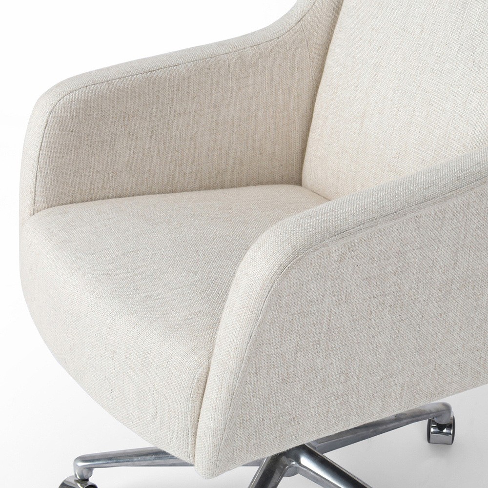 Valena Modern Classic Off White Upholstered Office Chair | Kathy Kuo Home