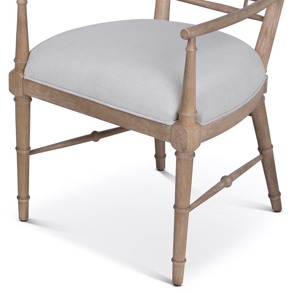 Faith Updated Traditional Grey Performance Brown Wood Dining Arm Chair ...