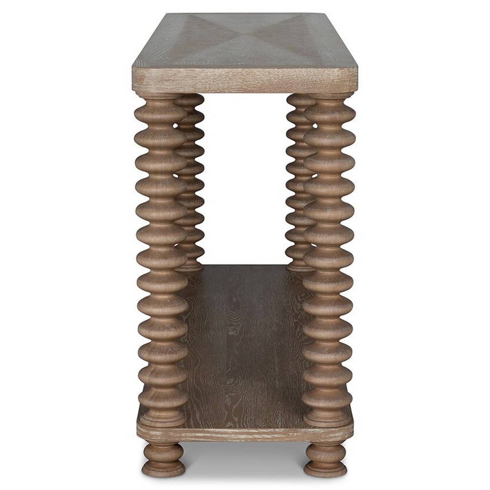 Isabella Updated Traditional Brown Oak Rectangular Spindle Console ...
