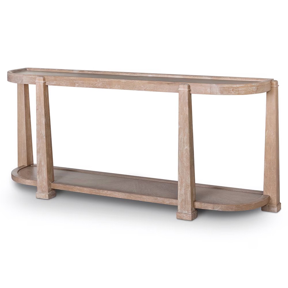 Valerie Updated Traditional Brown Oak Demilune Console Table Long (53 ...