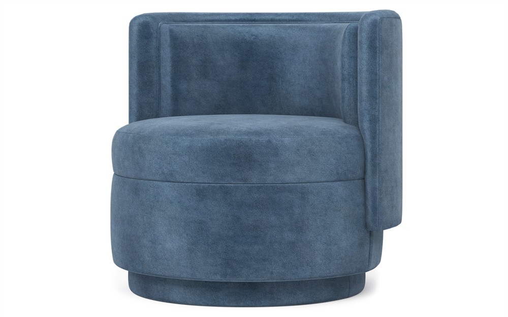 Cierra Blue Dusk Performance Velvet Swivel Chair | Kathy Kuo Home
