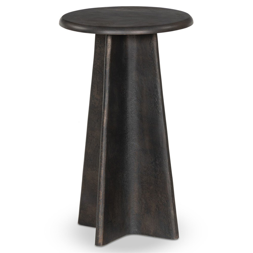 Milo Modern Classic Distressed Bronze Round End Table Small (under 14 ...