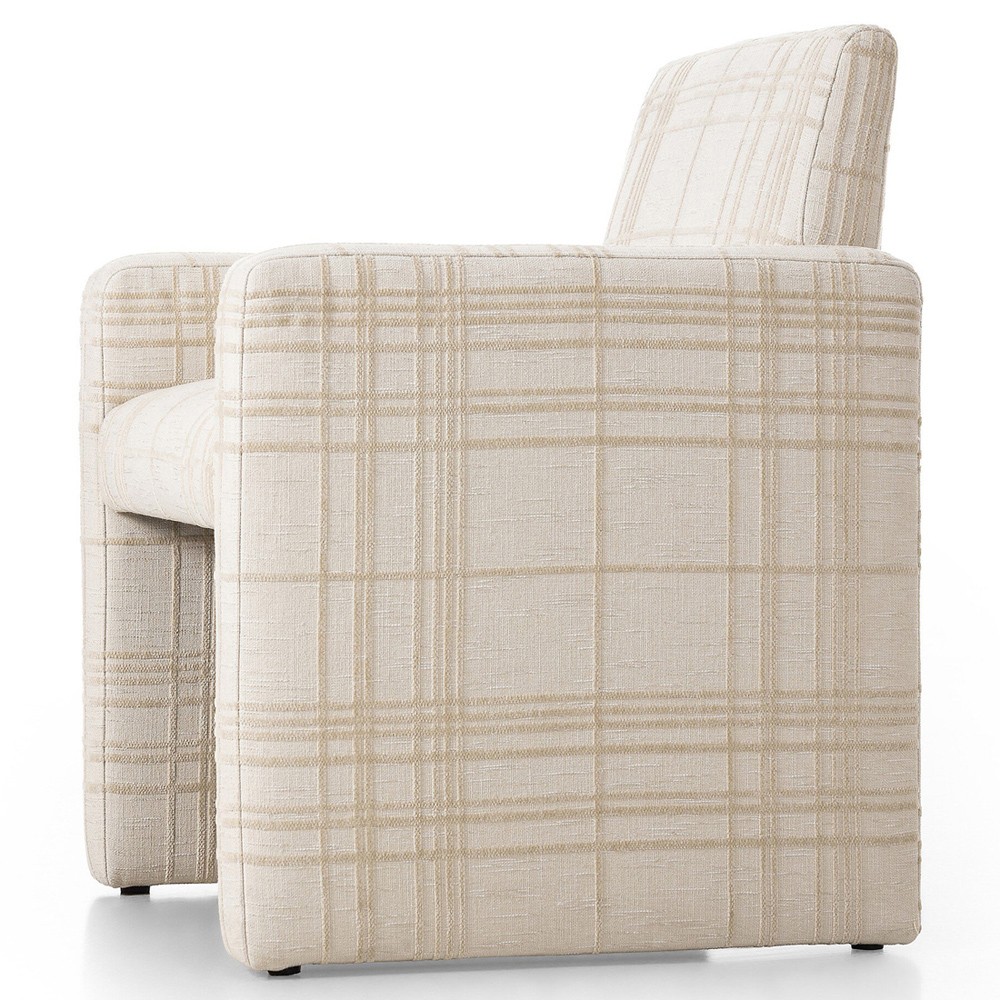 Anais Modern Classic Cream Plaid Performance Dining Arm Chair | Kathy ...