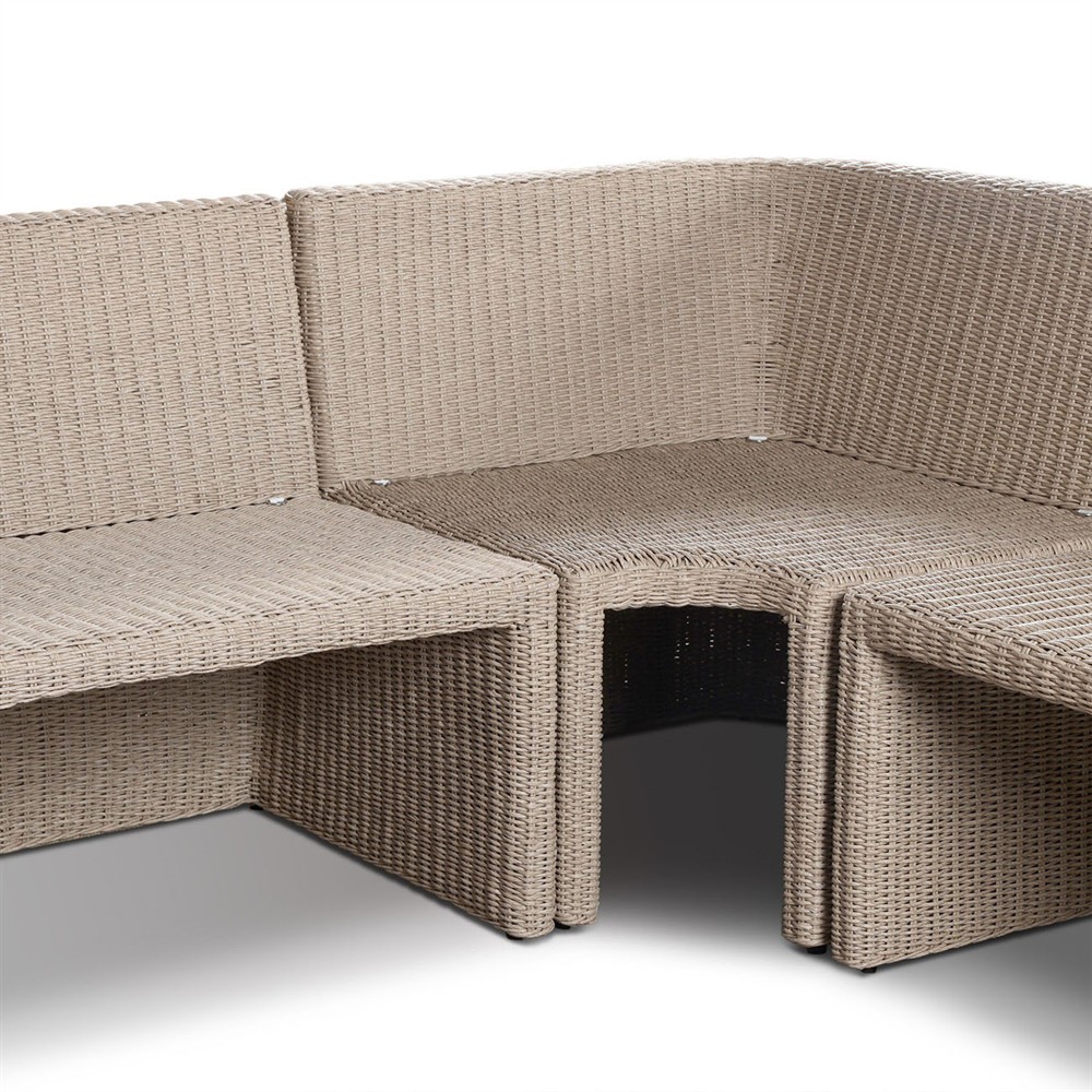 Senna Vintage White Outdoor Dining Banquette L-Shape - 83" Long (above ...
