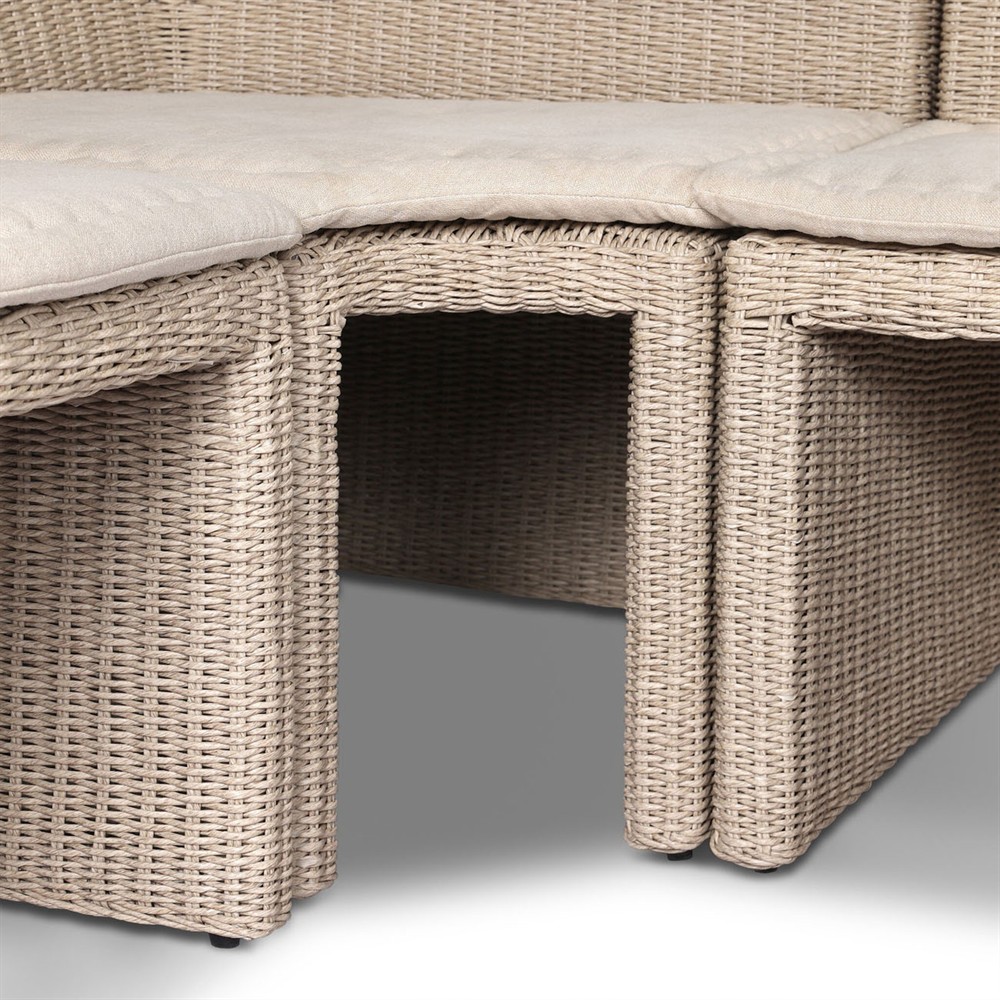 Senna Vintage White Outdoor Dining Banquette L-Shape - 83" Long (above ...