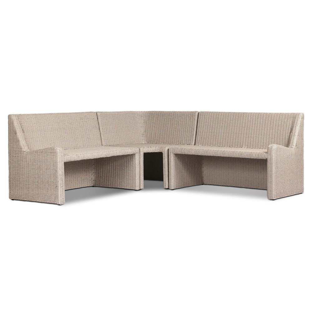 Senna Vintage White Outdoor Dining Banquette L-Shape - 83" Long (above ...