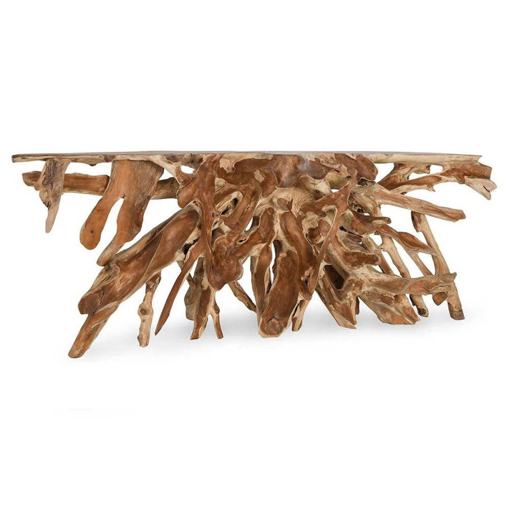 Stella Coastal Beach Natural Teak Wood Root Console Table - 98"