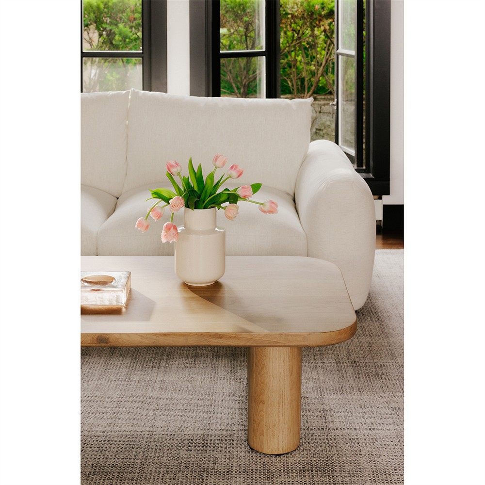 Tara Modern Classic Natural Oak Rectangular Coffee Table 51" W - 60" W ...
