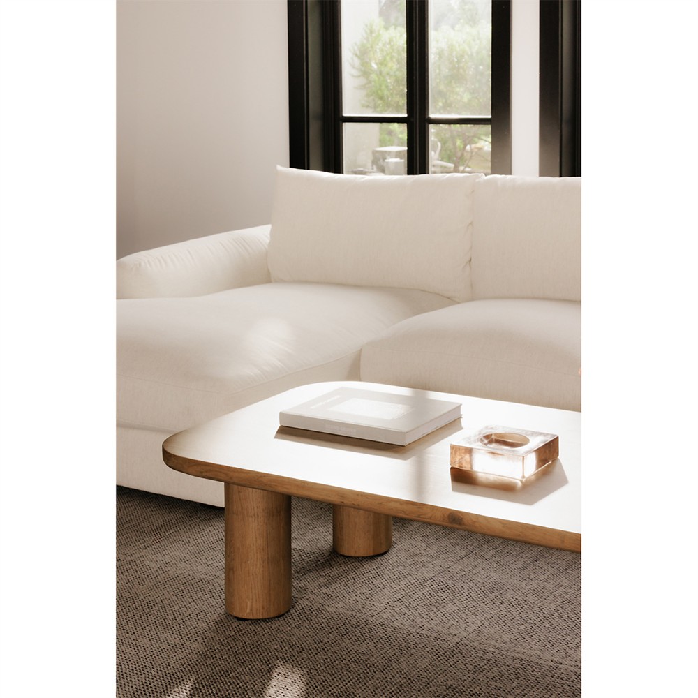 Tara Modern Classic Natural Oak Rectangular Coffee Table 51" W - 60" W ...