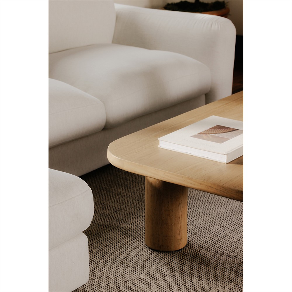 Tara Modern Classic Natural Oak Rectangular Coffee Table 51" W - 60" W ...