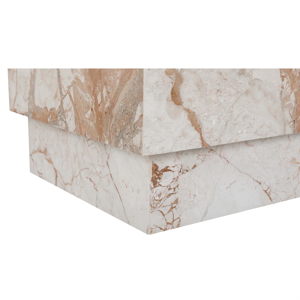 Elena Modern Classic White Marble Square Block Side Table Standard (14 ...