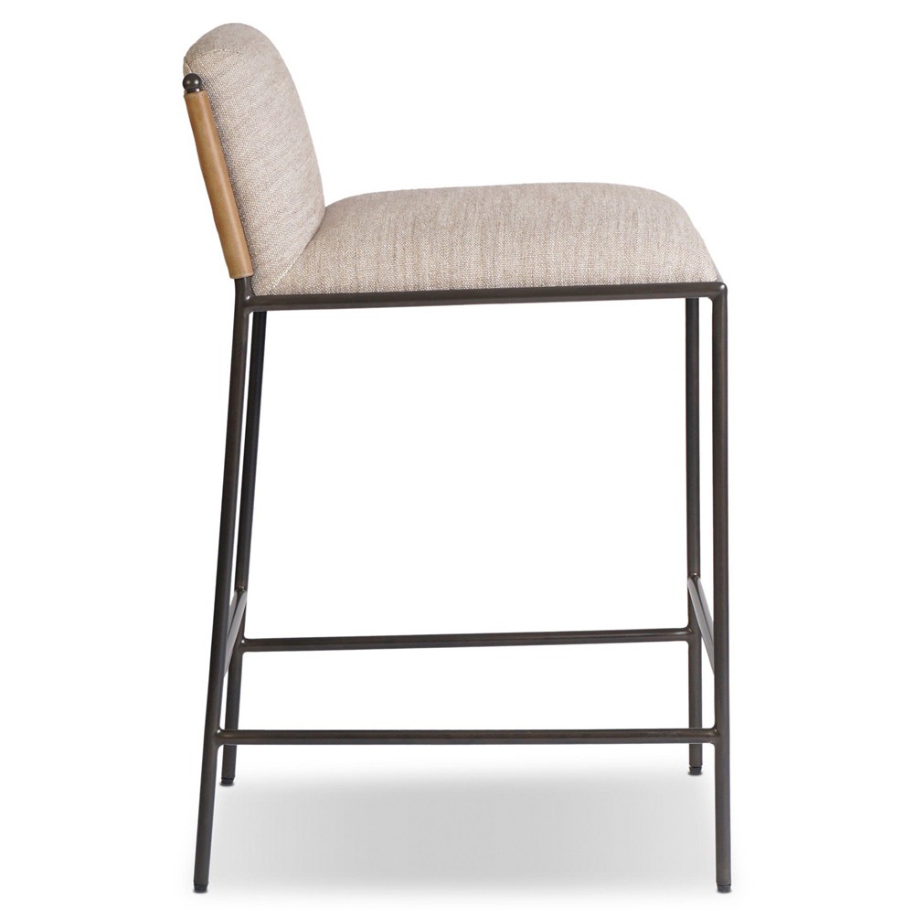 Alyon Modern Classic Wheat Performance Brown Leather Iron Counter Stool ...