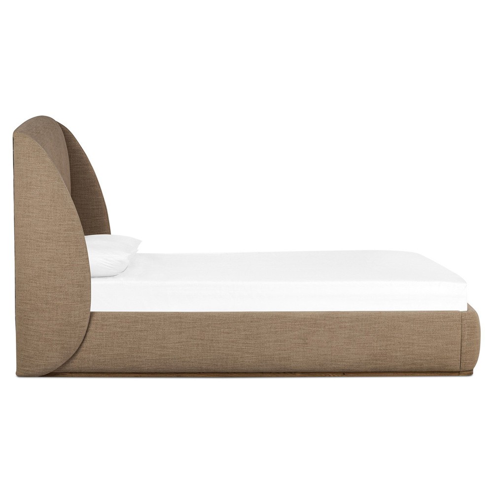 Helen Modern Classic Taupe Oak Wingback Bed - Queen Queen | Kathy Kuo Home