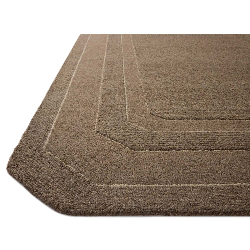 Xalara Updated Traditional Brown Wool Border Solid Rug - 2'6"x7'6"