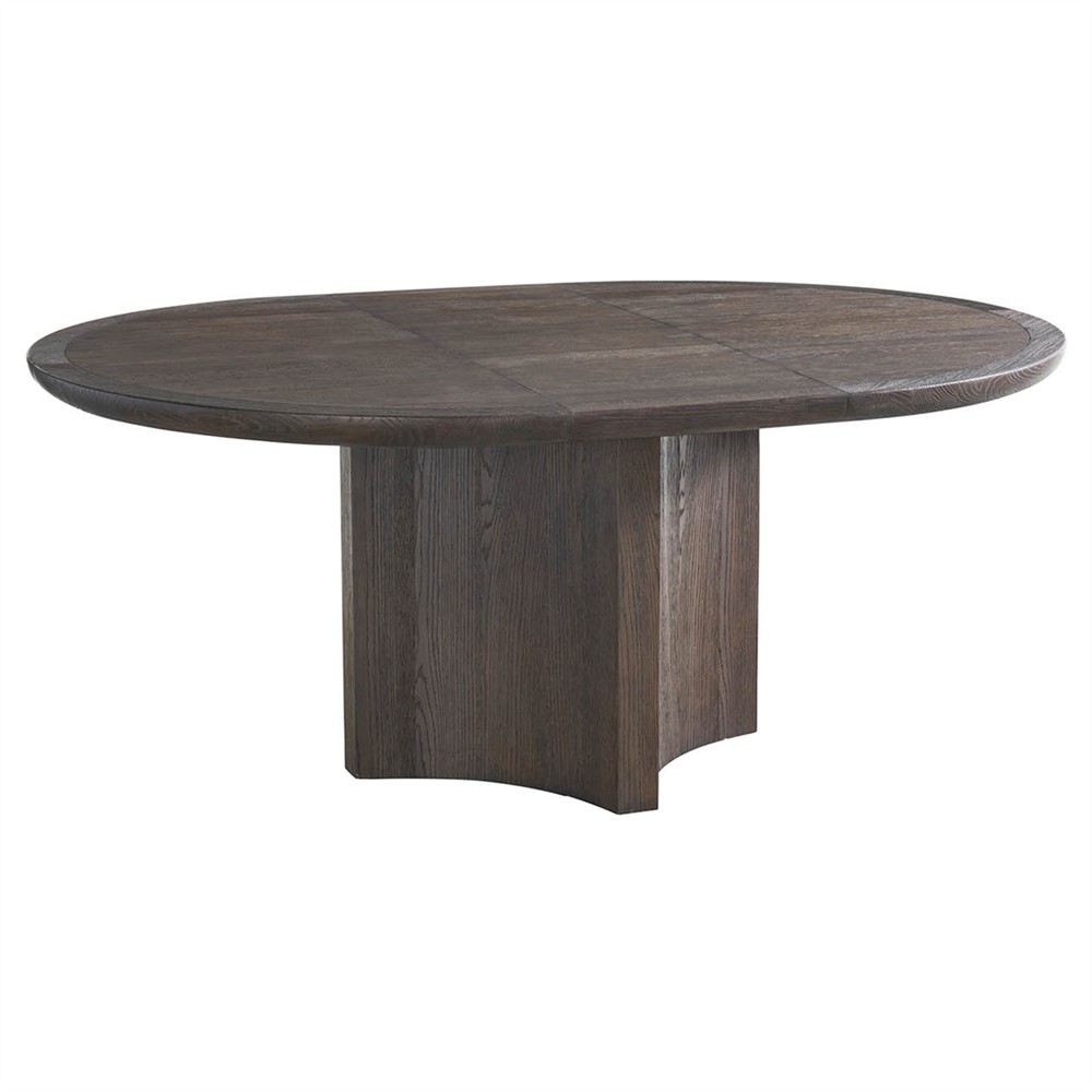 Alwyn Modern Classic Brown Oak Round Extendable Dining Table - 54-72"