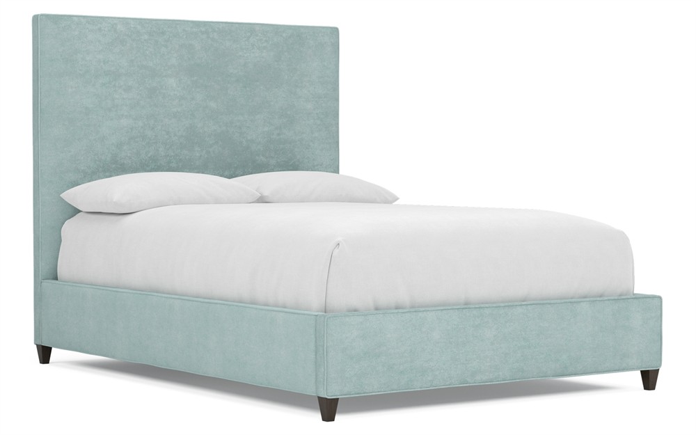 Whitley French Blue Velvet Bed - Queen | Kathy Kuo Home