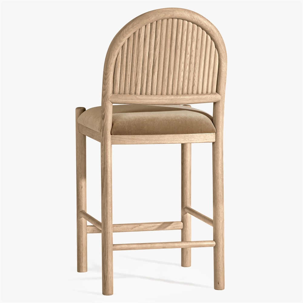 Bennett Modern Classic Brown Velvet Light Oak Counter Stool