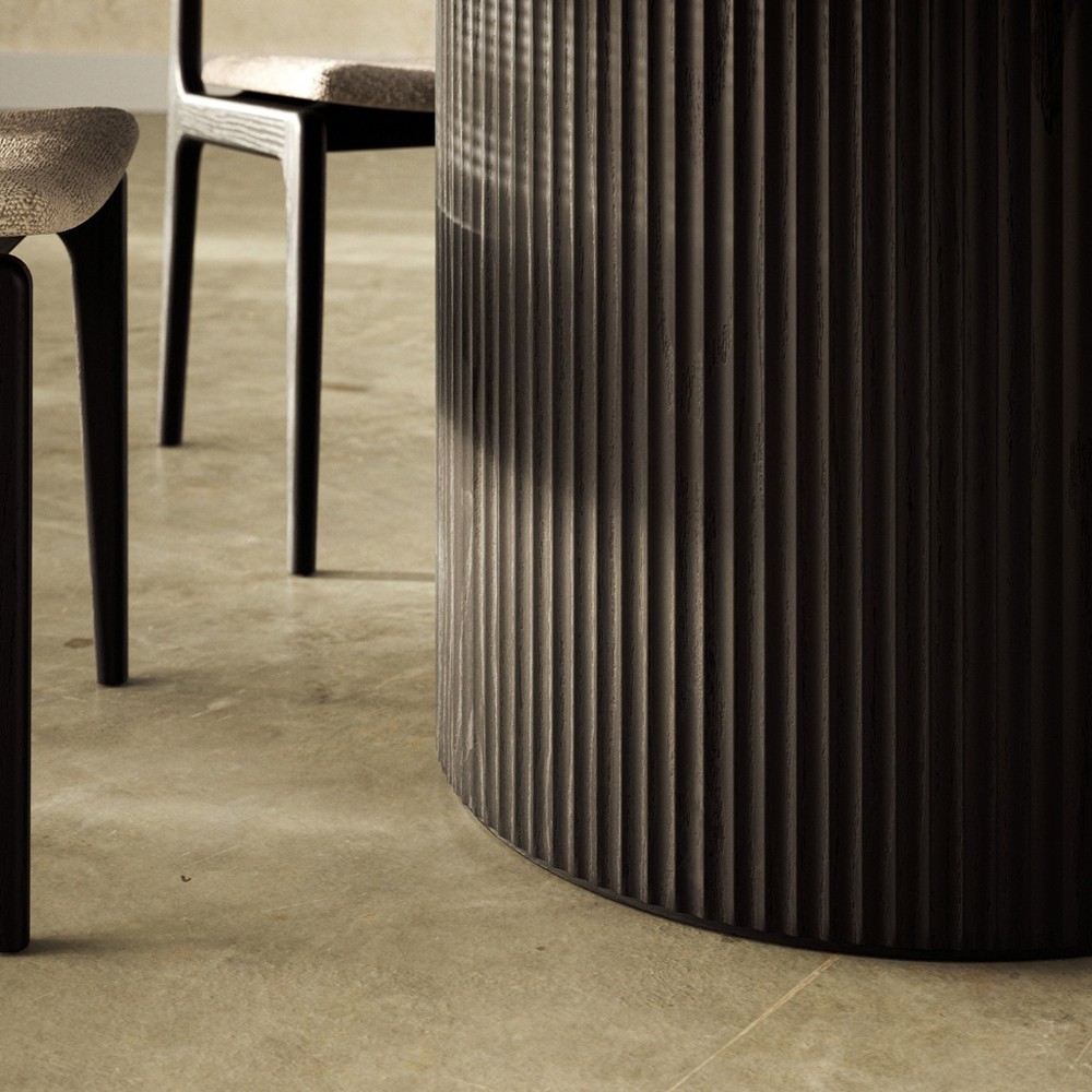 Mabel Modern Classic Black Oak Round Dining Table - 71" | Kathy Kuo Home