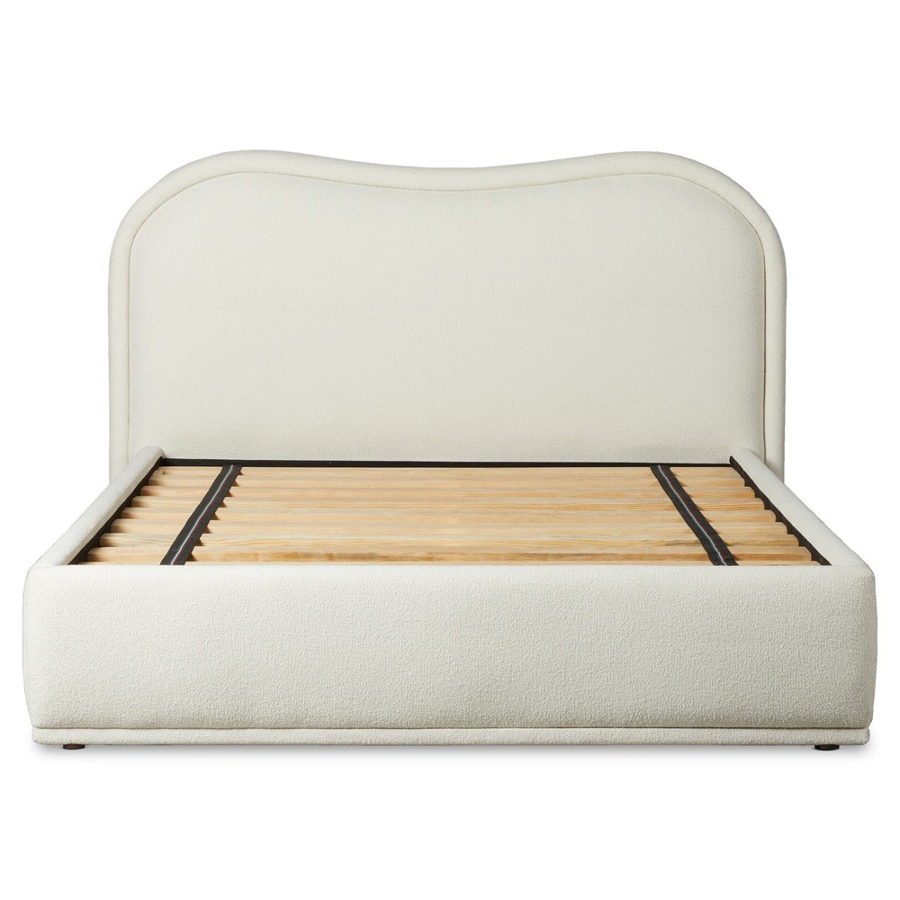 Maxene Modern Classic Cream Boucle Performance Bed - Queen Queen ...
