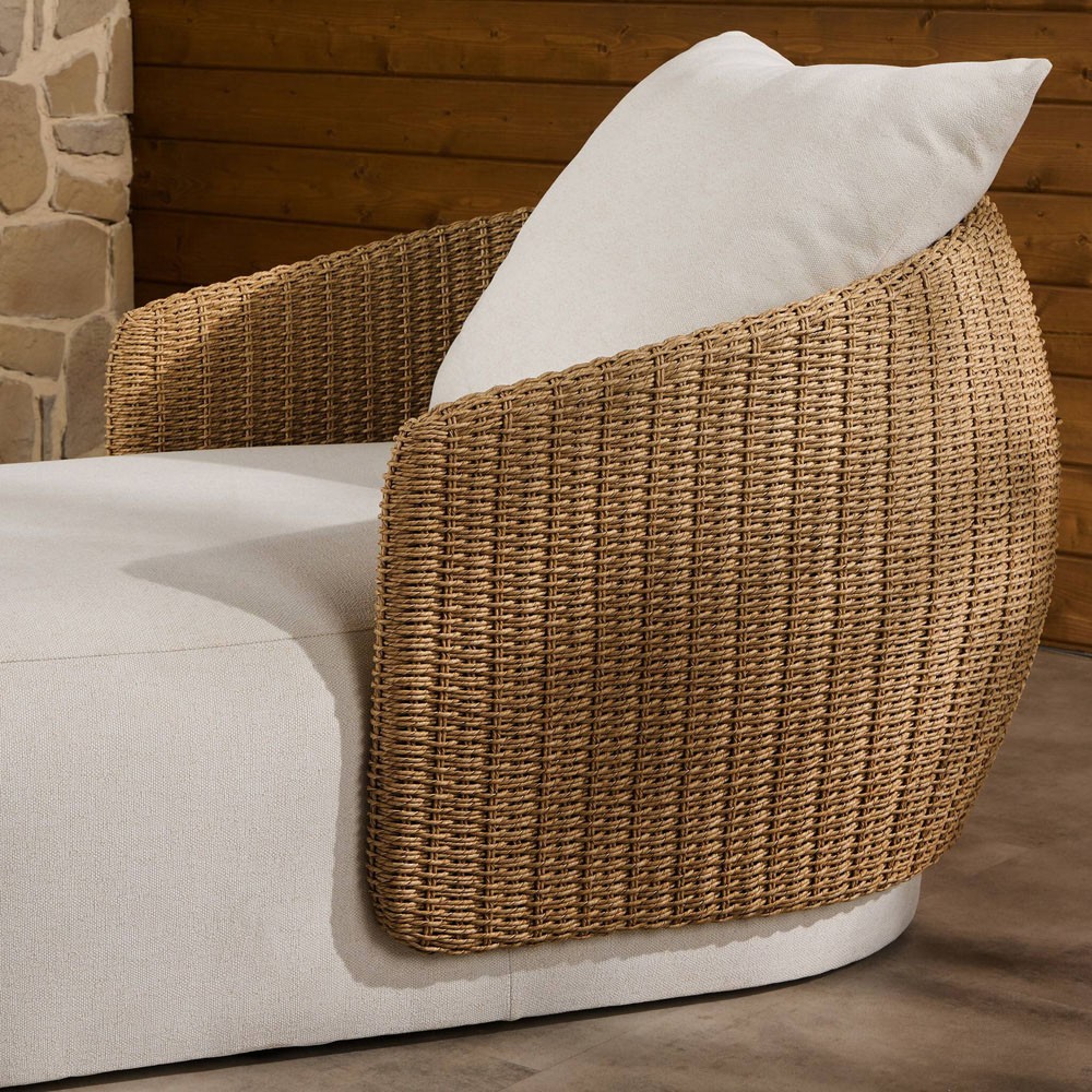 Madelyn Coastal Beach Cream Outdoor Chaise Lounge | Kathy Kuo Home