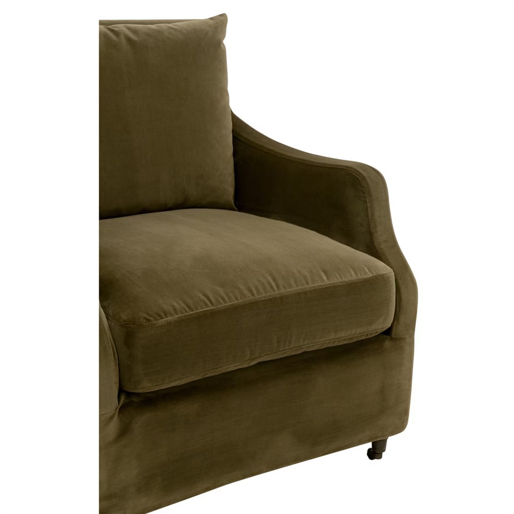Junot Updated Traditional Olive Velvet Club Arm Chair | Kathy Kuo Home