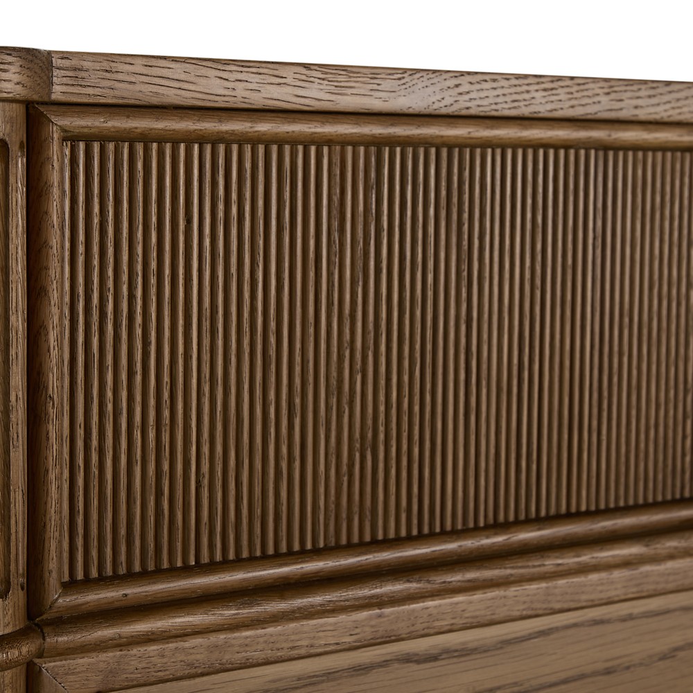 Andrea French Country Natural Brown Oak Bed - King King | Kathy Kuo Home
