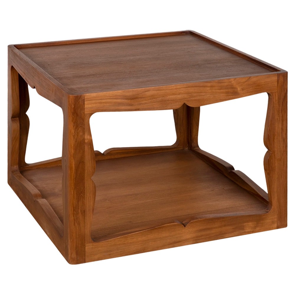 Hudson Updated Traditional Teak Wood Square Side Table Wide (over 24" W ...