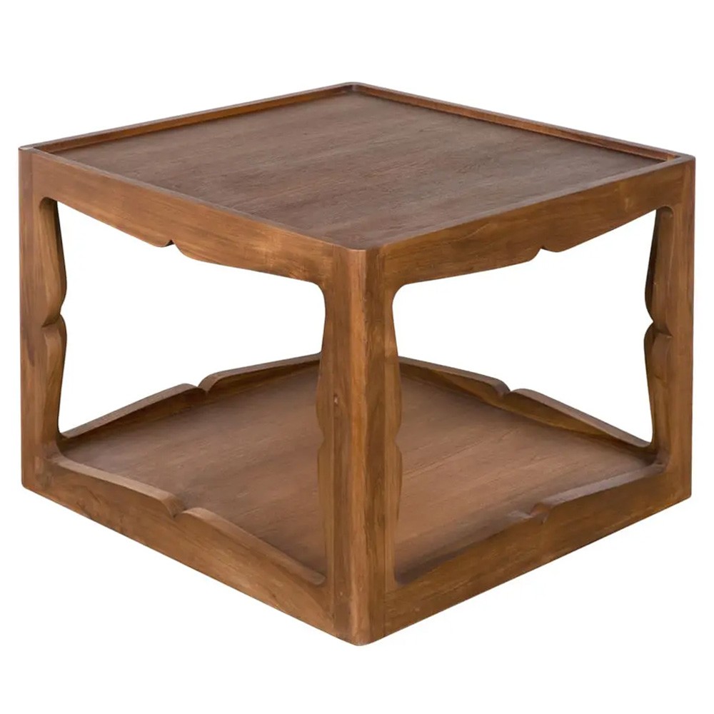 Hudson Updated Traditional Teak Wood Square Side Table Wide (over 24" W ...