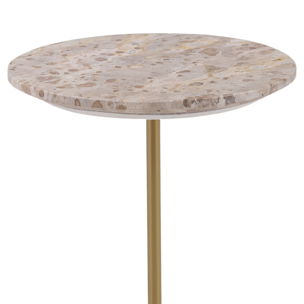 Josy Modern Classic Beige Marble Round Side Table Standard (14 - 24" W ...