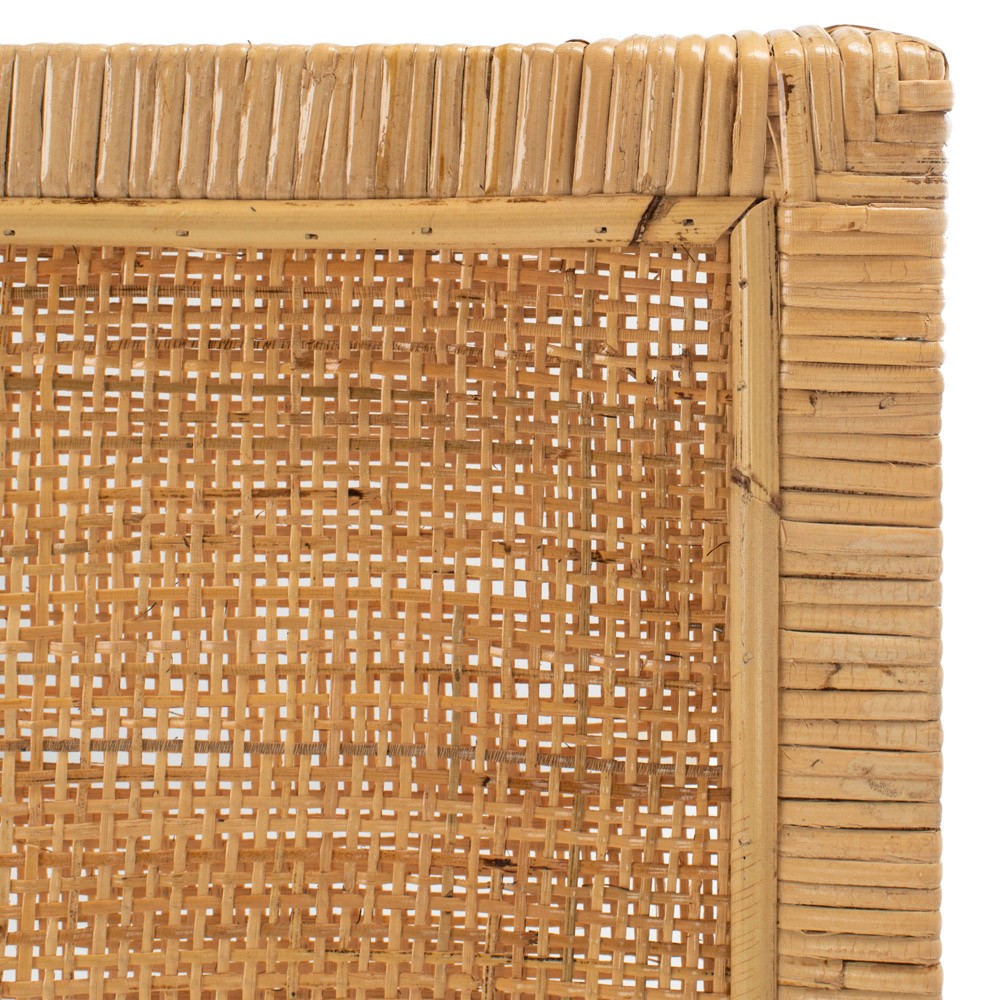 Layla Coastal Beach White Linen Natural Cane Woven Counter Stool ...