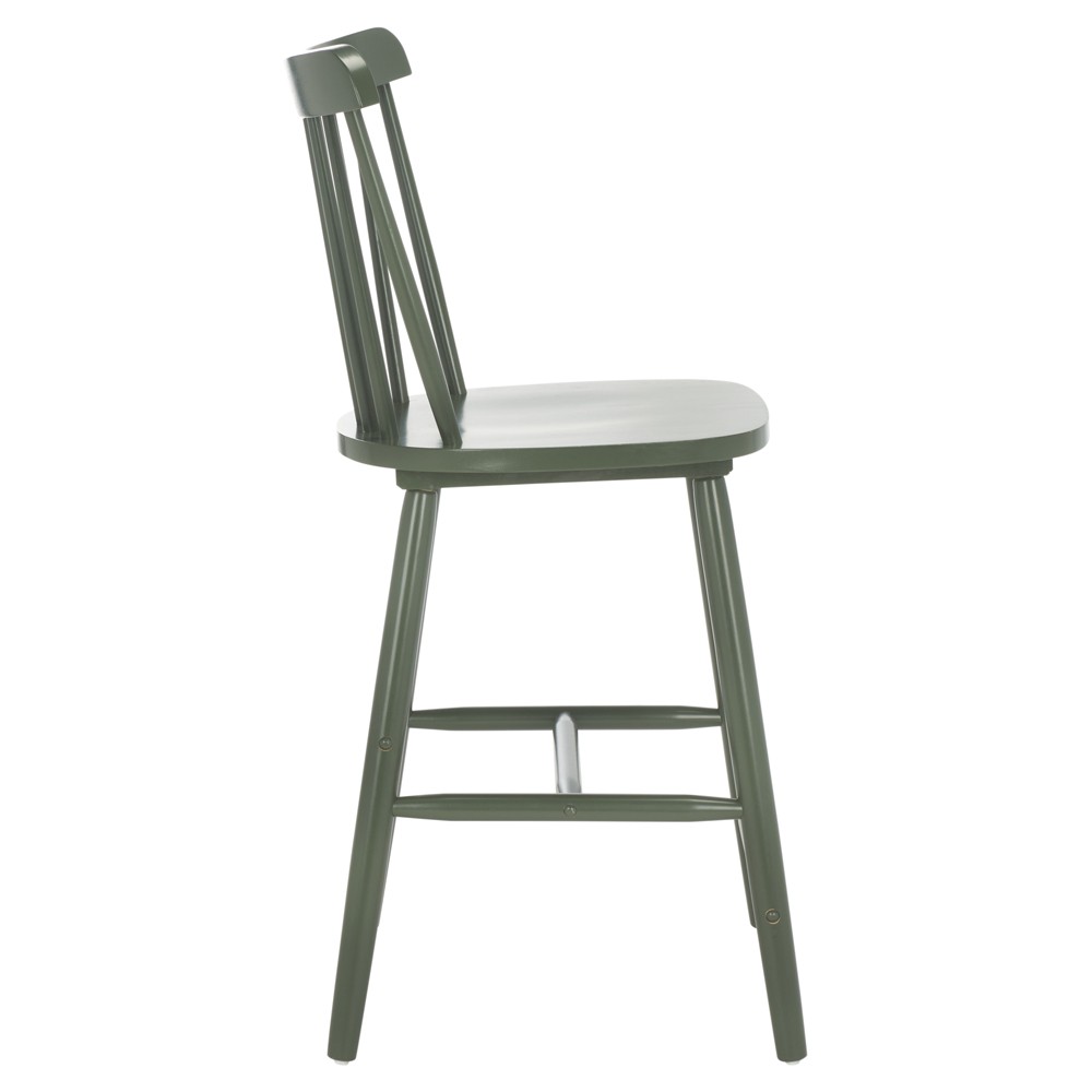 Zoey Updated Traditional Olive Green Wood Windsor Counter Stool - Set ...