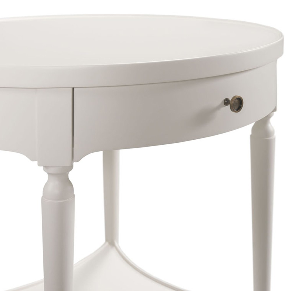 Savannah Updated Traditional White Wood Round Side Table Wide (over 24 ...