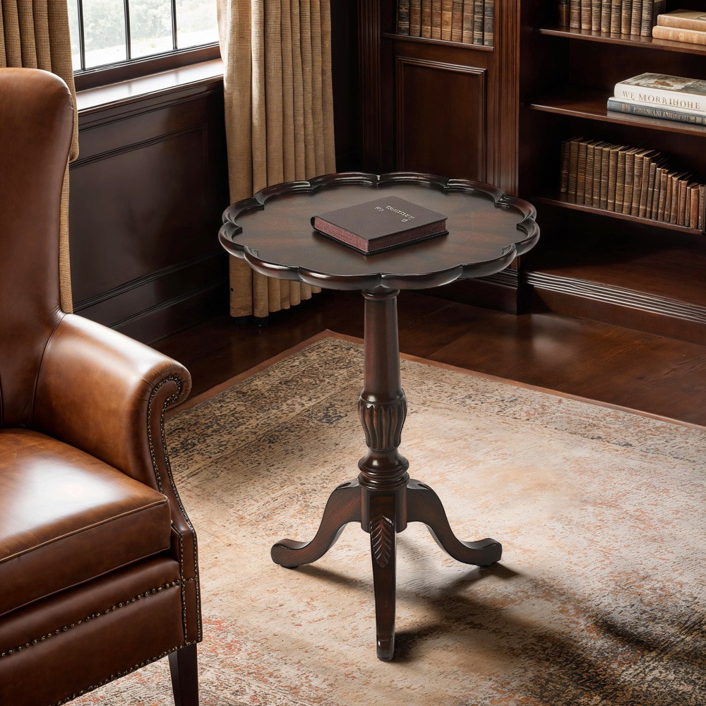 Milena Updated Traditional Dark Brown Wood Round Side Table Standard ...