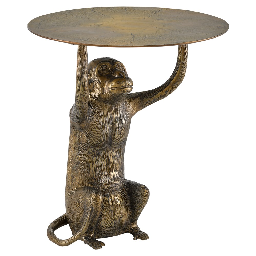 Fred Modern Classic Antique Gold Aluminum Monkey Accent Table Standard ...