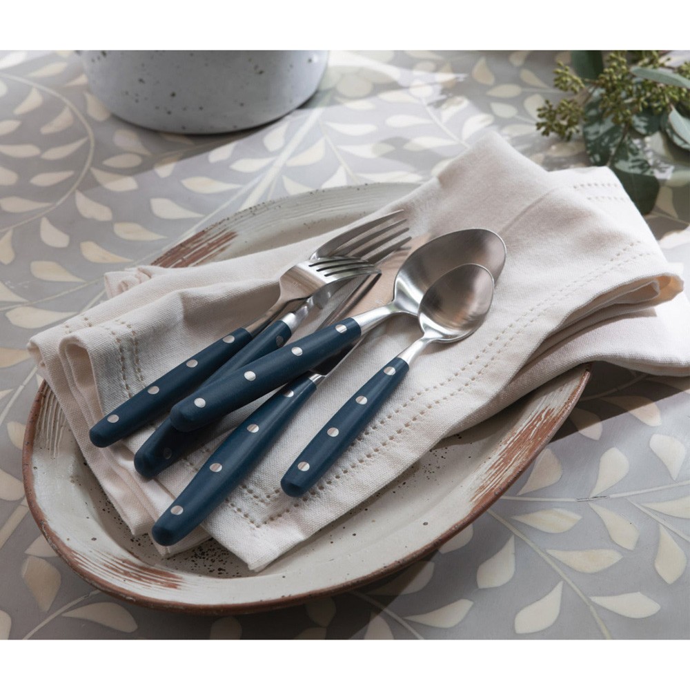 Jones Modern Classic Blue Resin Handle Stainless Steel 5 Piece Flatware ...