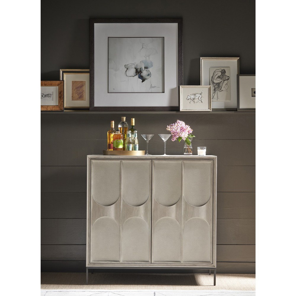 Ollie Modern Classic Grey Oak Wood Bar Cabinet | Kathy Kuo Home